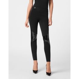 Philipp Plein Damen Leggings "Leggings"02, schwarz, Gr. XS, Obermaterial: 70% Viskose, 22% Polyester, 8% Elasthan, Hosen