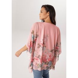 ANISTON PLUS Damen Blusenshirt, rosa, Gr. 44, gebl&uuml;mt, Chiffon, Obermaterial: 95% Polyester, 5% Elasthan. Futter: 100% Polyester, Shirts, sanft