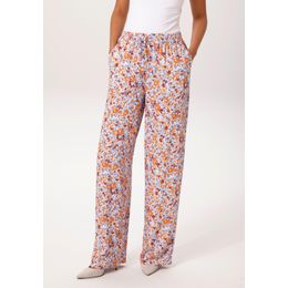 Aniston CASUAL Damen Schlupfhosejeansblau, hellblau, orange, apricot, braun, dunkelrot, rose, Gr. 46, bedruckt, gebl&uuml;mt, Web, Obermaterial: 100%