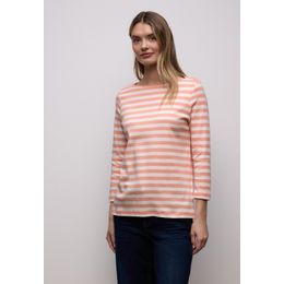 Street One Damen 3/4-Arm-Shirtlight apricot, Gr. 46, gestreift, Web, 100% Baumwolle, Shirts, aus reiner Baumwolle
