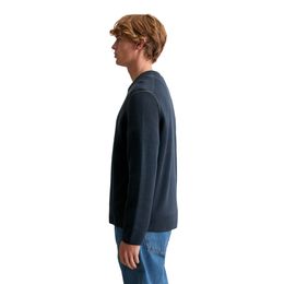 Marc O'Polo Herren Strickpullover "aus Double-Face-Cotton", blau, Gr. S, MARC O'POLO DENIM, unifarben, Obermaterial: 67% Baumwolle, 29% Lyocell, 3% Polyamid, 1%