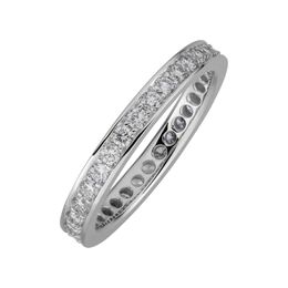 LYOMI Damen Fingerring "585/- Wei&szlig;gold Memoire synth. Diam. 0,90ct.", 056 (17,8), 0,9 VS = sehr kleine Einschl&uuml;sse, Goldwei&szlig;, Gold, Fingerringe