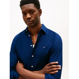 Tommy Hilfiger Herren Langarmhemd "FLEX DOBBY"carbon navy, Gr. XXL, Web, Obermaterial: 100% Baumwolle, Hemden, slim fit, Button-down-Kragen, unifarben