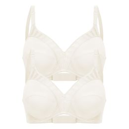 Felina Damen B&uuml;gelloser BH "2er Pack BH ohne B&uuml;gel Weftloc", Gr. 100, beige, Obermaterial: 75% Polyamid PA. 25% Elasthan EL., BHs