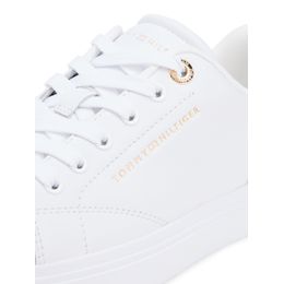 Tommy Hilfiger Damen Plateausneaker "TH CHIC SNEAKER", Gr. 35wei&szlig;, Leder, Schuhe, Freizeitschuh, Halbschuh, Schn&uuml;rschuh mit Ziern&auml;hten