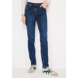 Cecil Damen Slim-fit-Jeansmid blau used wash, Gr. 29, unifarben, Jeans, 78% Baumwolle, 20% Polyester, 2% Elasthan, Jeans, 5-Pocket-Style