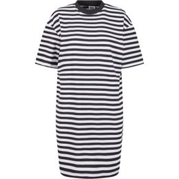 Urban Classics Damen Shirtkleid "Urban Classics Damen Ladies Oversized Striped Tee Dress"wei&szlig;, schwarz, Gr. M, 100% Baumwolle, Kleider