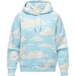 Ragwear Damen Kapuzenpullover "Pirita Print"hellblau, Gr. M, Material: 70% Baumwolle, 30% Polyester, Pullover, Hoodie mit verstellbarer Kapuze