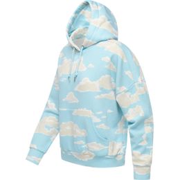 Ragwear Damen Kapuzenpullover "Pirita Print"hellblau, Gr. XS, Material: 70% Baumwolle, 30% Polyester, Pullover, Hoodie mit verstellbarer Kapuze