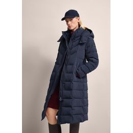 Bugatti Damen Kurzmantel, blau, Gr. 42, unifarben, 86% Polyamid, 14% Elasthan, M&auml;ntel, mit elegantem Stehkragen