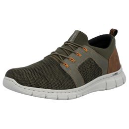 Rieker Herren Slip-On Sneaker, Gr. 41, gr&uuml;n, Lederimitat, Textil, Schuhe, mit elastischem Einschlupf