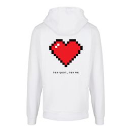F4NT4STIC Herren Kapuzenpullover "Pixel Herz Happy New Year Silvester", wei&szlig;, Gr. XL, Obermaterial: 50% Baumwolle, 50% Polyester, Pullover, Print