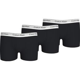 Kinder Trunk "3PK TRUNK", Calvin Klein Underwear, Gr. 128, schwarz, Jersey, Obermaterial: 95% Baumwolle, 5% Elasthan, unifarben, Unterhosen, mit