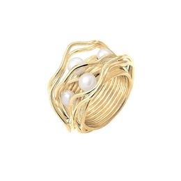 NENALINA Ring Damen Gr&ouml;&szlig;e 58 gold / perlwei&szlig;