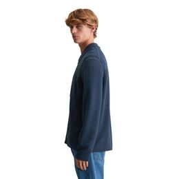Marc O'Polo Herren Cardigan "mit Rei&szlig;verschluss und Polokragen"navy teal, Gr. M, MARC O'POLO DENIM, unifarben, Obermaterial: 67% Baumwolle, 29% Lyocell, 3%