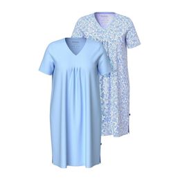 Ulla Popken Nachthemd Damen Gr&ouml;&szlig;e 4XL/5XL blau / hellblau / schwarz / wei&szlig;