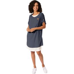 Damen Webkleid in pflegeleichter Qualit&auml;t marine-ecru, Gr&ouml;&szlig;e 36