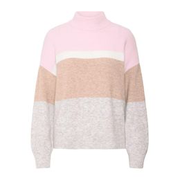 B.Young Rollkragenpullover 'BYOMEA STRIPED JUMPER 2 -' Damen Gr&ouml;&szlig;e S braun / grau / rosa / wei&szlig;