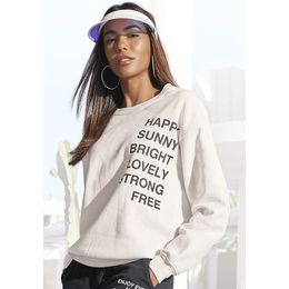 Buffalo Sweatshirt wei&szlig; Gr. 48/50 f&uuml;r Damen. Rundhals und Druck. Bequem. Nachhaltig.