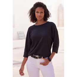 Vivance 3/4-Arm-Shirt 'aus b&uuml;gelfreier Cr&ecirc;pe-Qualit&auml;t' schwarz Gr. 36/38 f&uuml;r Damen. Mit Rundhals. L&auml;ssig Geschnitten. Nachhaltig.