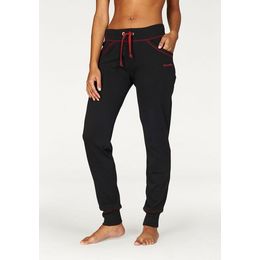 BENCH. LOUNGEWEAR Relaxhose mehrfarbig Gr. 44/46 f&uuml;r Damen. Mit Logoschriftzug. Bequem. Nachhaltig.