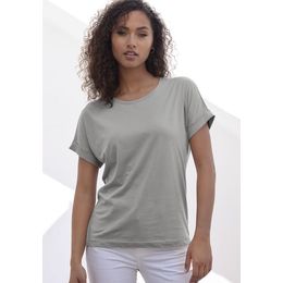 Copenhagen Studios T-Shirt 'mit dezentem Logoprint hinten' mehrfarbig Gr. L (40) f&uuml;r Damen. Rundhals und Logodruck. Bequem. Nachhaltig.