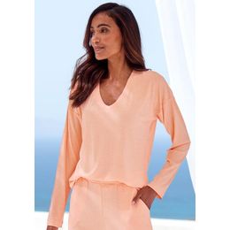 s.Oliver Pyjamaoberteil mehrfarbig Gr. 44/46 f&uuml;r Damen. Mit V-Ausschnitt. Loose Fit. Nachhaltig.