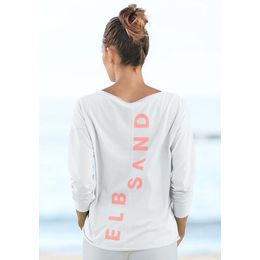ELBSAND Langarmshirt 'Raina' wei&szlig; Gr. XXL (44) f&uuml;r Damen. Rundhals und Logodruck. Figurumspielend. Nachhaltig.