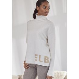 ELBSAND Sweater wollwei&szlig; Gr. 32/34 f&uuml;r Damen. Mit Logoschriftzug. Bequem. Nachhaltig.