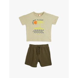 KOTON Set Jungen Gr&ouml;&szlig;e 104/110 oliv / pastellgr&uuml;n / mandarine / schwarz