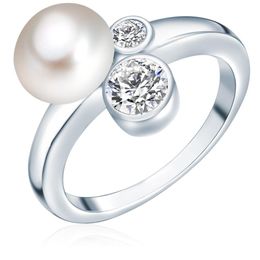 Valero Pearls Ring Damen Gr&ouml;&szlig;e 50 silber / transparent / perlwei&szlig;