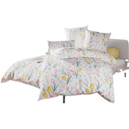 w&auml;schepur unisex Bettw&auml;sche wei&szlig;-ros&eacute;-bedruckt, Gr&ouml;&szlig;e 40x80/135x200 cm