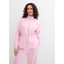 bonprix Sweatjacke aus softem Scuba, rosa, Viskose