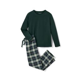 Tchibo - Kinder-Flanell-Pyjama - Kinder - Gr. 134/140 - wei&szlig;/kariert