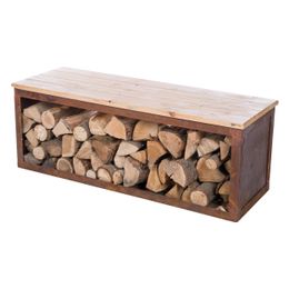 Tchibo - Bank inkl. Holzlager &raquo;Tyr&laquo; - 117x42x42cm - braun - Holz / Stahl / Holz