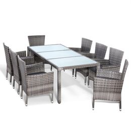 Casaria Polyrattan Garten-Sitzgruppe 9-tlg Grau stapelbar