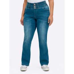 sheego Gro&szlig;e Gr&ouml;&szlig;en 5-Pocket-Jeans mit dezent ausgestelltem Bein, blue-stone-washed, Gr&ouml;&szlig;e 22 - Damen