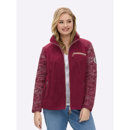 sheego Gro&szlig;e Gr&ouml;&szlig;en Fleecejacke im Mix aus Fleece und Strick, beere-meliert, Gr&ouml;&szlig;e 52 - Damen