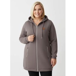 sheego Gro&szlig;e Gr&ouml;&szlig;en Sweatjacke in weich angerauter Qualit&auml;t, dunkeltaupe, Gr&ouml;&szlig;e 46 - Damen