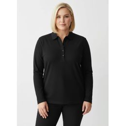 sheego Gro&szlig;e Gr&ouml;&szlig;en Poloshirt aus Baumwoll-Qualit&auml;t, schwarz, Gr&ouml;&szlig;e 44 - Damen