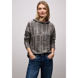 Kapuzenpullover Street One, Damen, Gr. 40, schwarzest braun, Strick, Obermaterial: 51% Polyester, 45% Viskose, 4% Elasthan. Futter: 100% Viskose, figurumspielend h&uuml;ftlang, ohne Ausschnitt, angesetztes B&uuml;ndchen, Pullover Kapuzenpullover, L&auml;ssige Kapuze samt Tunnelzug