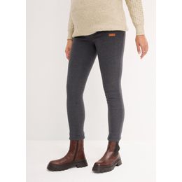 Umstandsleggings bonprix, Damen, Gr. 44/46 (L), N-Gr, grau (anthrazit meliert, wollwei&szlig;), Obermaterial: 85% Polyester, 15% Baumwolle. Einsatz: 95% Baumwolle, 5% Elasthan, meliert, skinny fit, Hosen, W&auml;rmende Umstands-Leggings mit Teddyfutter