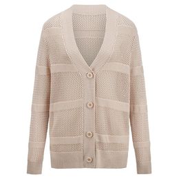 Basler - Long-Strickjacke, beige, Gr. 44 / L - Lyocell