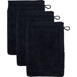 M&ouml;ve Waschhandschuh M&Ouml;VE "Superwuschel", schwarz, B:15cm L:20cm, Baumwolle, Waschlappen, Waschhandschuh Set mit Bord&uuml;re, 100% Premium Cotton Baumwolle, weich