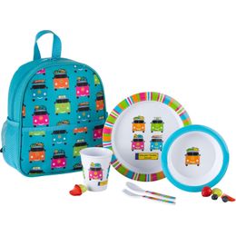 Flamefield Camper Smiles Junior Geschirr-Set 5-tlg. inkl. Rucksack - Kunststoff und Melamin Geschirr-Sets