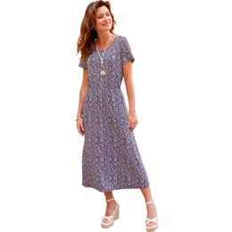 Damen Jerseykleid marine-orchidee-bedruckt, Gr&ouml;&szlig;e 22
