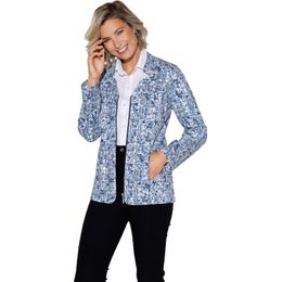 Damen Sweatblazer in Boucl&eacute;-Optik eisblau-marine-gemustert, Gr&ouml;&szlig;e 38