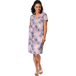 Damen Webkleid in ornamentalem Dessin mauve-dunkelblau-bedruckt, Gr&ouml;&szlig;e 38