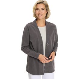Damen Fleecejacke mit V-Ausschnitt anthrazit, Gr&ouml;&szlig;e 46