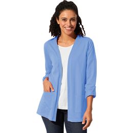 Damen Shirtjacke mit Flammgarn-Struktur himmelblau, Gr&ouml;&szlig;e 52